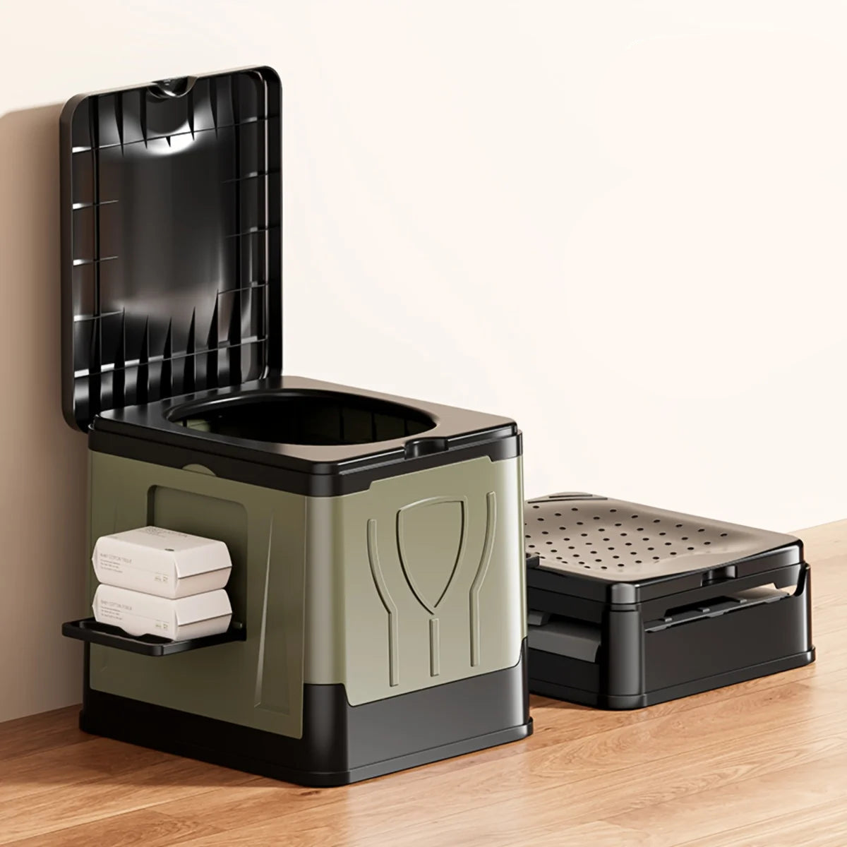 Toilette pliable et portable extra larges avec couvercle pour camping ...